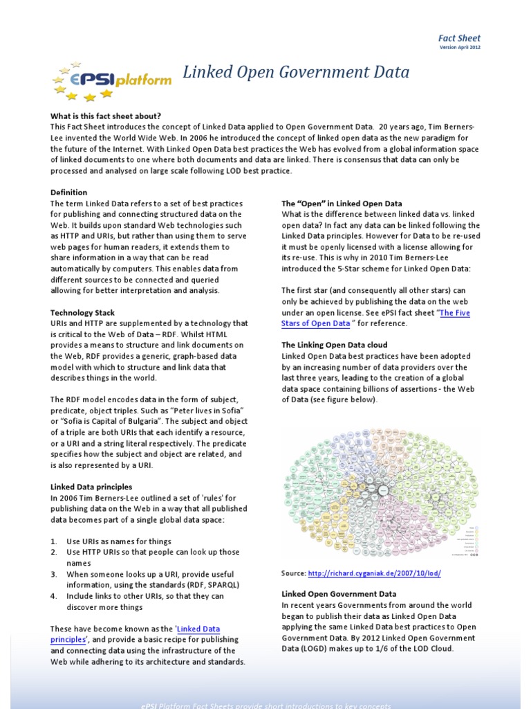 Fact Sheet: Linked Open Government Data | PDF | Resource Description Framework | World Wide Web