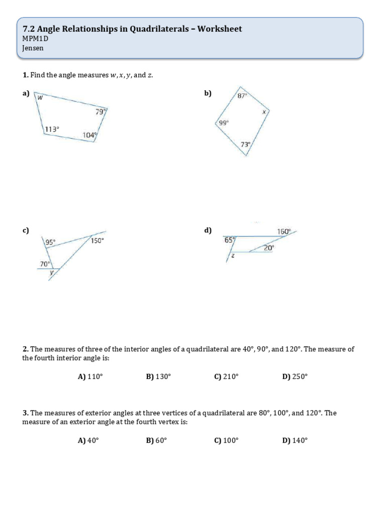 7 2+worksheet | PDF | Angle | Elementary Geometry