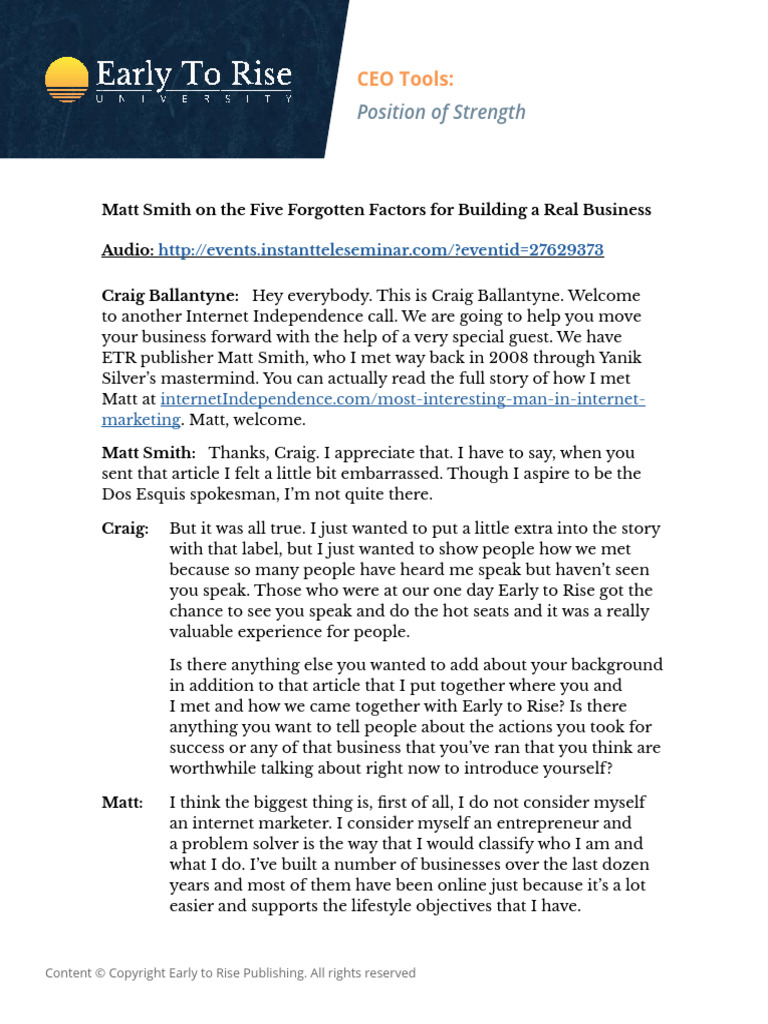 CEO Tools-Position of Strength | PDF | Goodwill (Accounting) | All ...