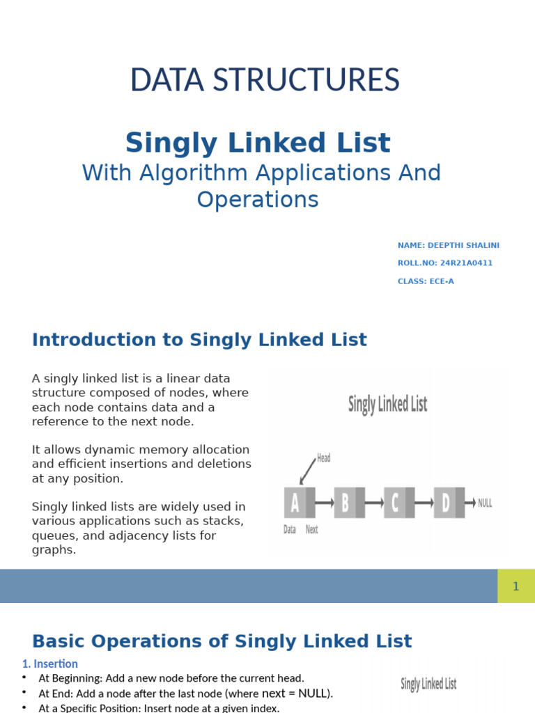Singly Linked List With Algorithm Applications And Operations | PDF | Graph Theory | Algorithms ...