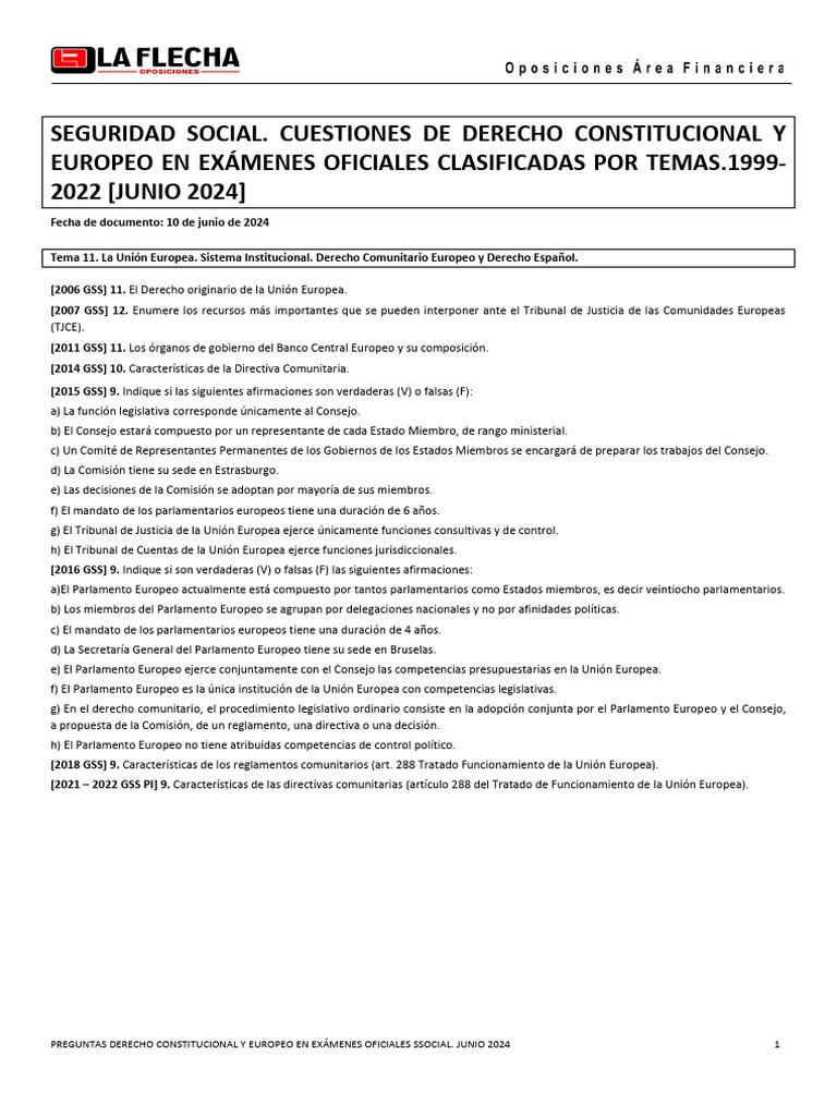 SS - Constitucional.europeo.1999-2022.preguntas Por Temas - Junio 2024 ...