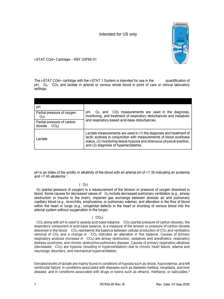 Istat CG4+ Cartridge Instructions For Use | PDF