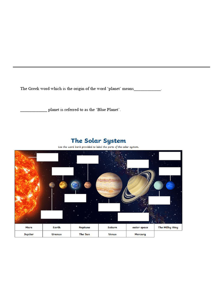 Grade 6 Worksheet Geography Chapter 1 Earth in The Solar Sytem | PDF ...