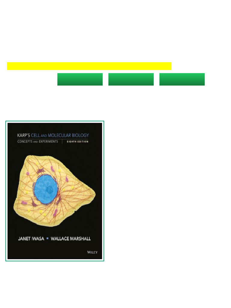 Test Bank for Cell and Molecular Biology, 8th Edition, Gerald Karp ...