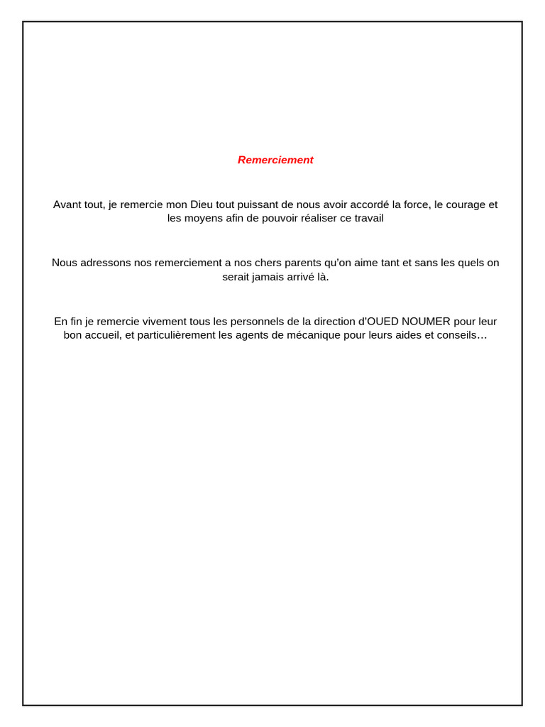 Remerciements et présentation d'OUED NOUMER | PDF | Gaz de pétrole ...