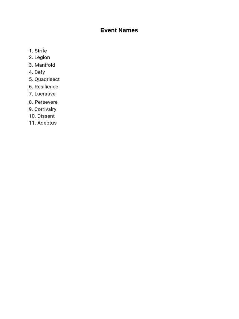 Event Names | PDF