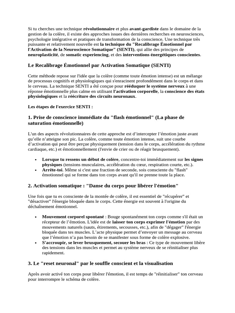 Gestion de la colère : méthode SENTI | PDF | Émotions | Colère