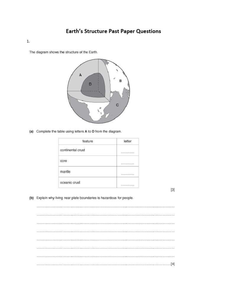 Earths Structure PPQ With MS 1 | PDF