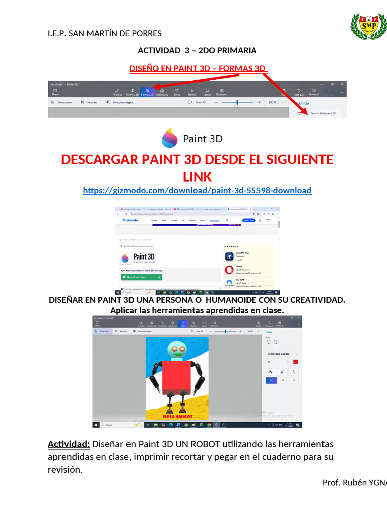 Actividad 3 IV Bim. 2do Grado Robot | PDF