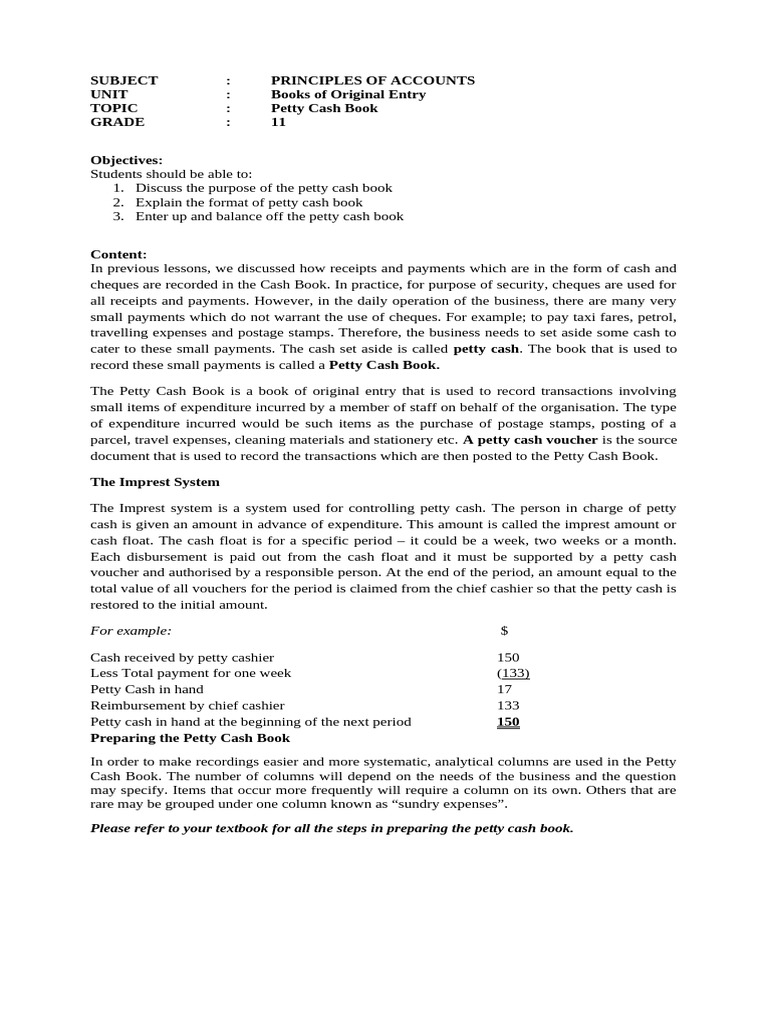 BOE #8 - Petty Cash Book | PDF | Expense | Cheque