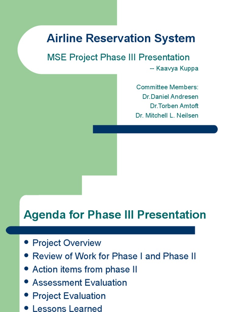 Airline Reservation System: MSE Project Phase III Presentation | PDF ...
