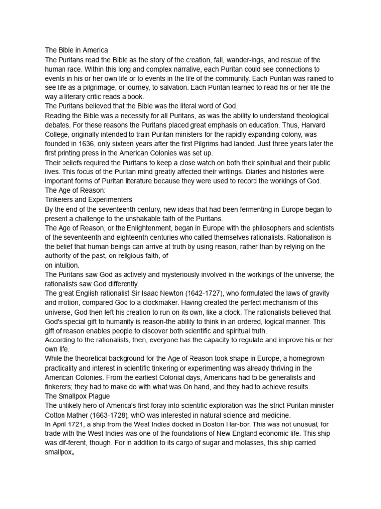 Puritanism and Rationalism in America | PDF | Deism | Puritans