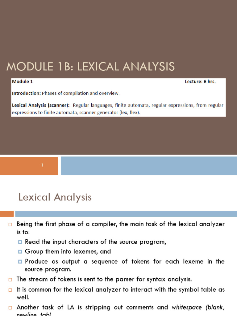 Lexical Analysis in Compiler Design | PDF | Grammar | Syntax