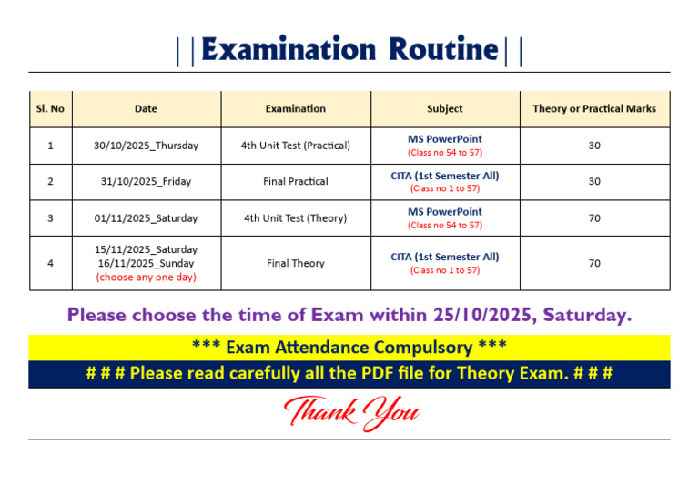 Exam Routine | PDF