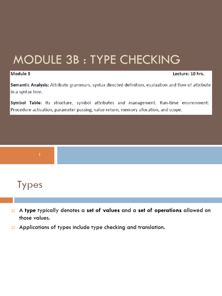 Compiler Design Module 3b. Type Checking | PDF | Data Type | Computer Science