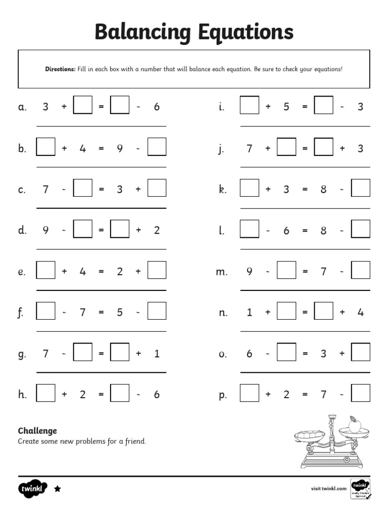 Balancing Equations for 4th Grade Math | PDF