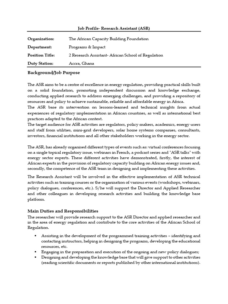 2 Research Assistants 04-12-2023 | PDF | Capacity Building | Policy