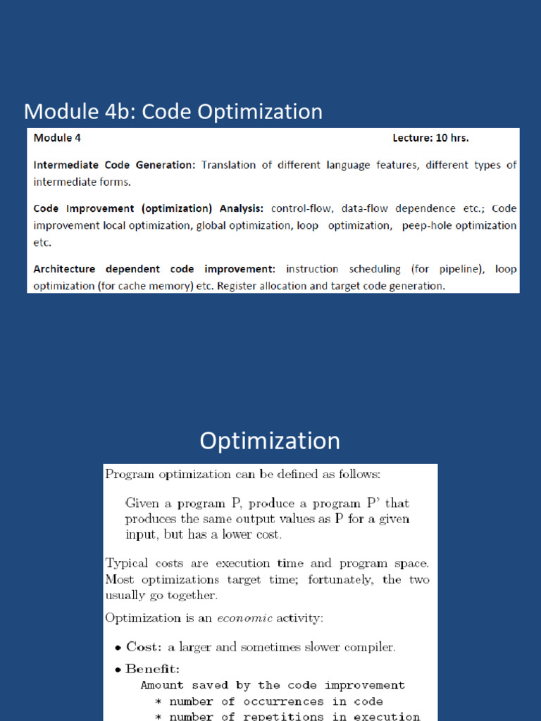 Compiler Design Module 4b. Code Optimization | PDF | Control Flow ...