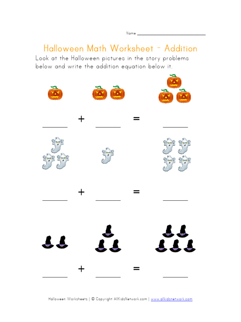 Halloween Addition Worksheet | PDF