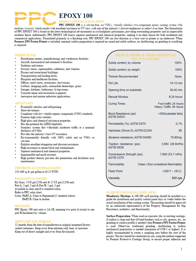 PPC EPOXY 100 (1) | PDF | Epoxy | Coating