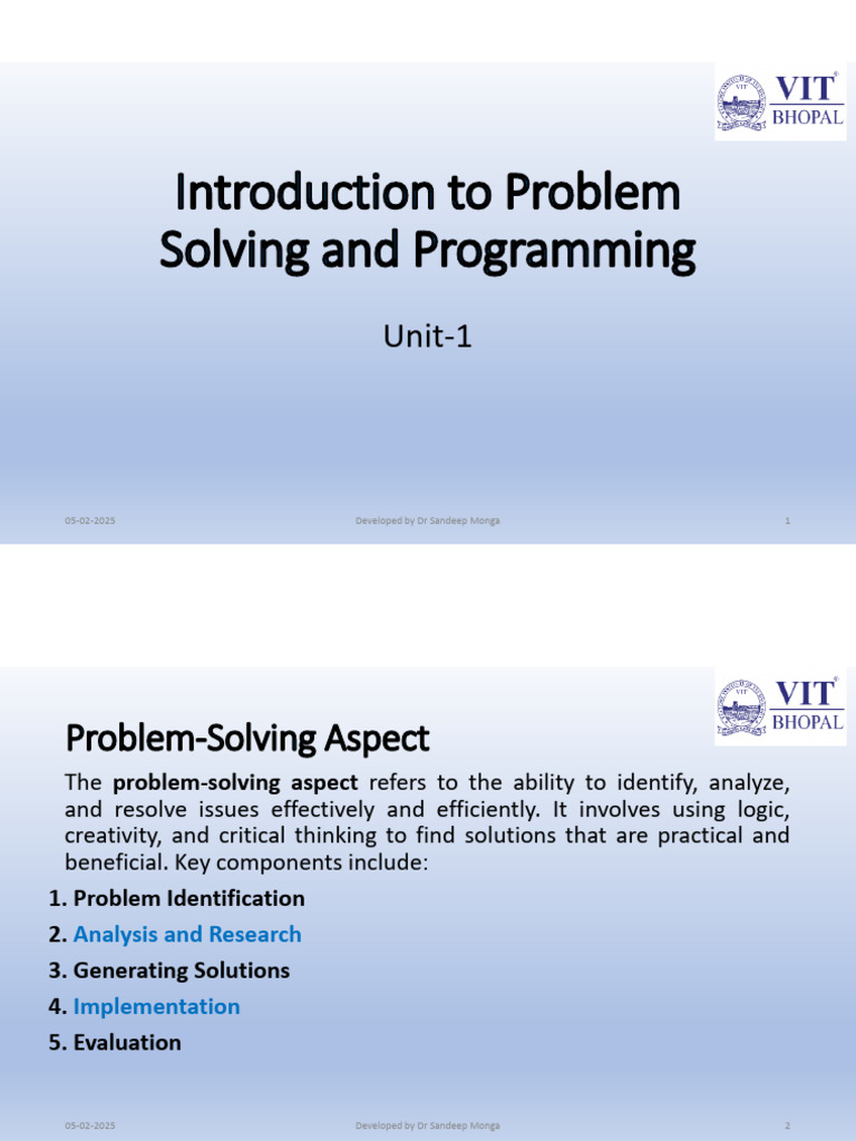 Introduction To Problem Solving | PDF | Algorithms | Evaluation