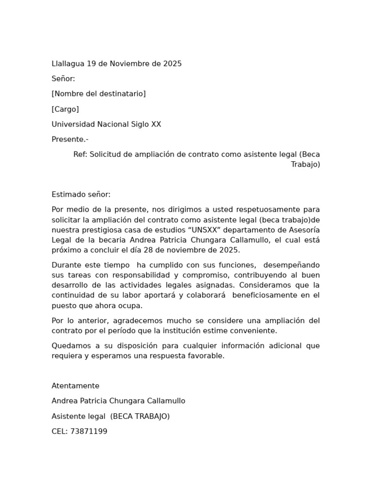 Solicitud de Ampliación | PDF