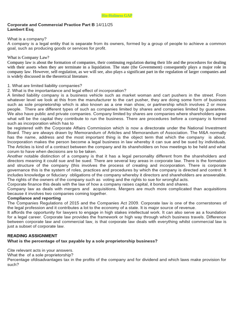 Corporate and Commercial Practice_251114_125225 | PDF | Corporate Law ...
