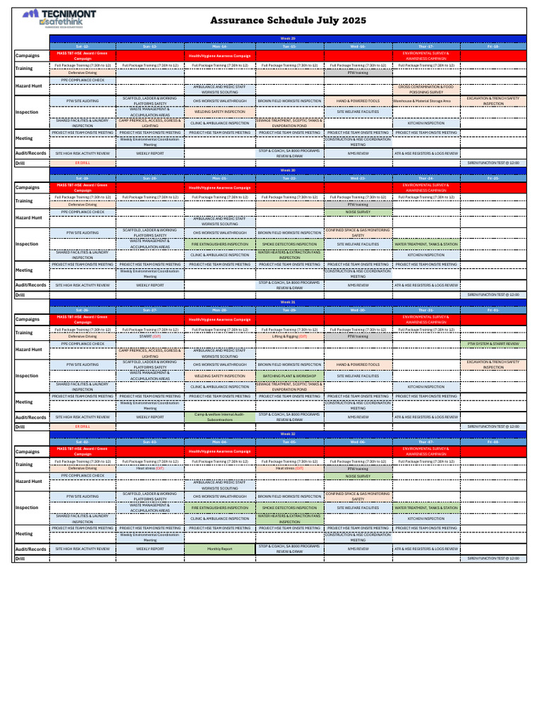 HSE Training and Campaign Schedule | PDF | Safety