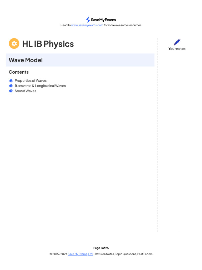 IB Physics: Wave Model Overview | PDF | Waves | Sound