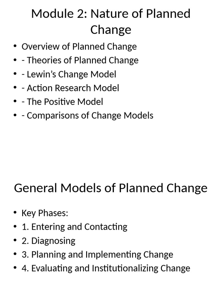 Nature of Planned Change Module 2 | PDF