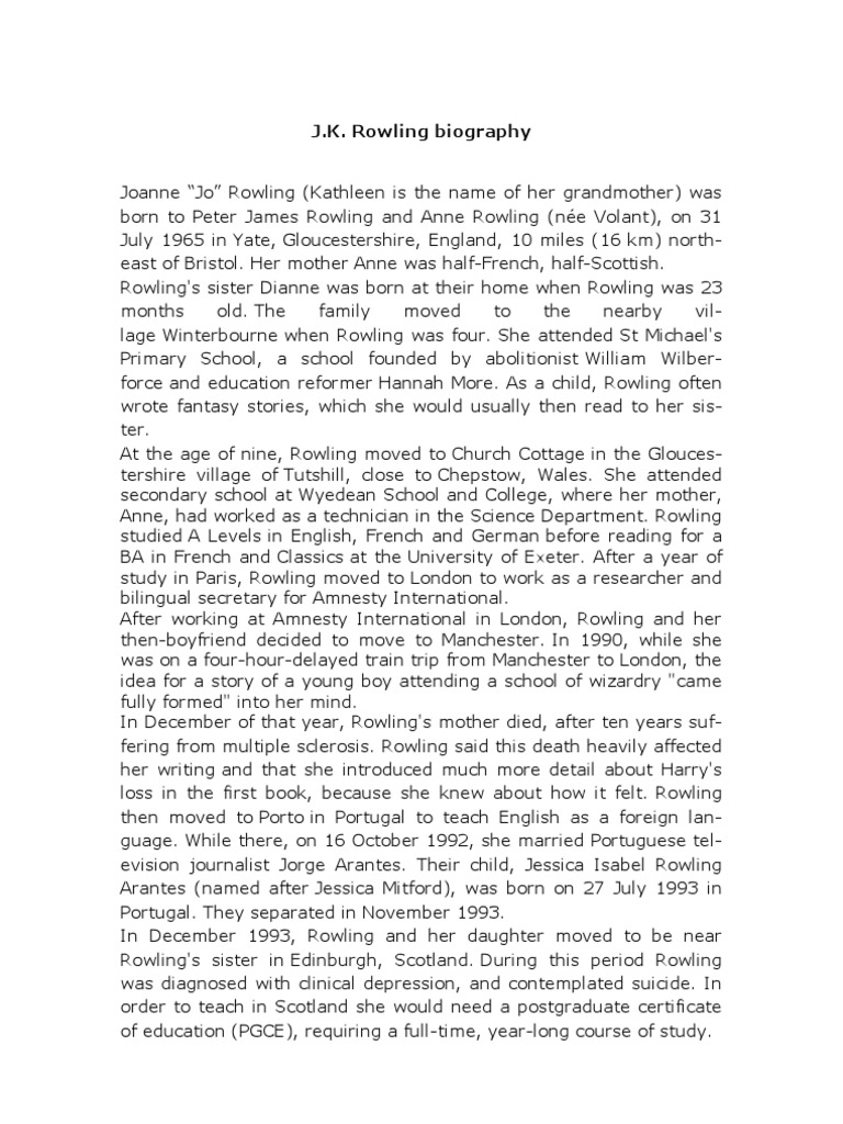 J.K.rowling's Biography | J. K. Rowling | Harry Potter | Free 30-day ...