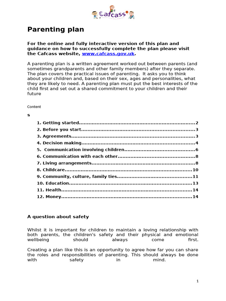 Comprehensive Parenting Plan Guide | PDF | Parenting | Caregiver