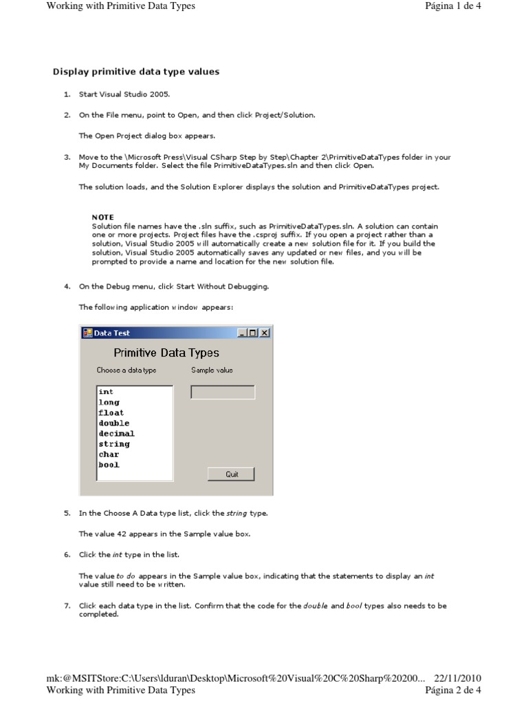 Chapter 2 | PDF | Microsoft Visual Studio | Data Type