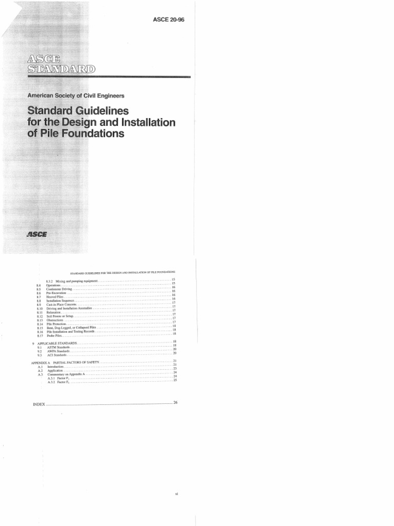 Asce 20-96 (Standard Guideline For Pile Foundation | PDF
