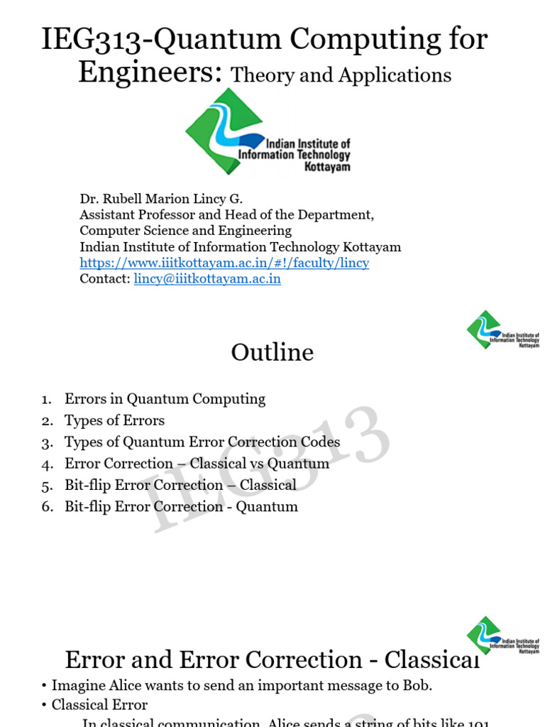 IEG313 - Lecture - Quantum Error Correction | PDF | Physics ...