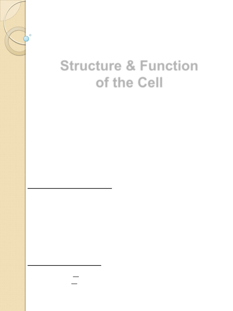 Stucture & Function of The Cell | PDF | Endoplasmic Reticulum | Cell Membrane
