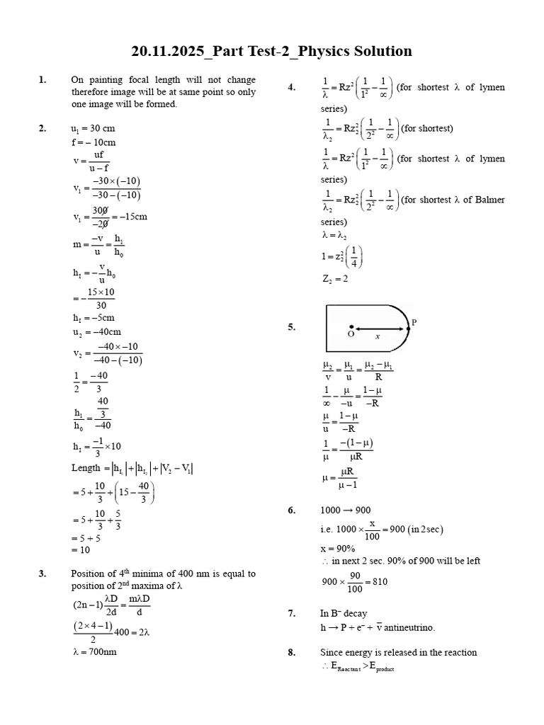 20.11.2025 Part Test-2 Physics Solution | PDF | Physical Phenomena ...