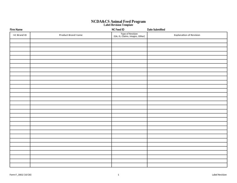 Animal Feed Label Revision Template | PDF