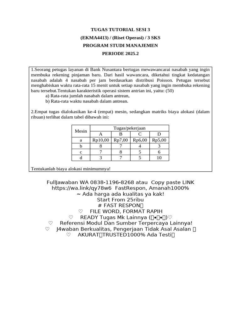 Tugas 3 - Riset Operasi | PDF