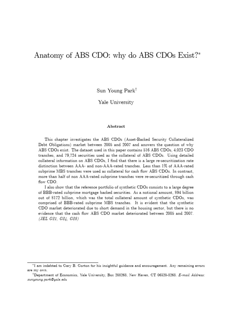 Park 2012 SSRN Electronic Journal | PDF | Collateralized Debt ...