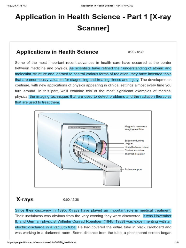 Application in Health Science - Part 1 - PHO303 | PDF | X Ray | Electron