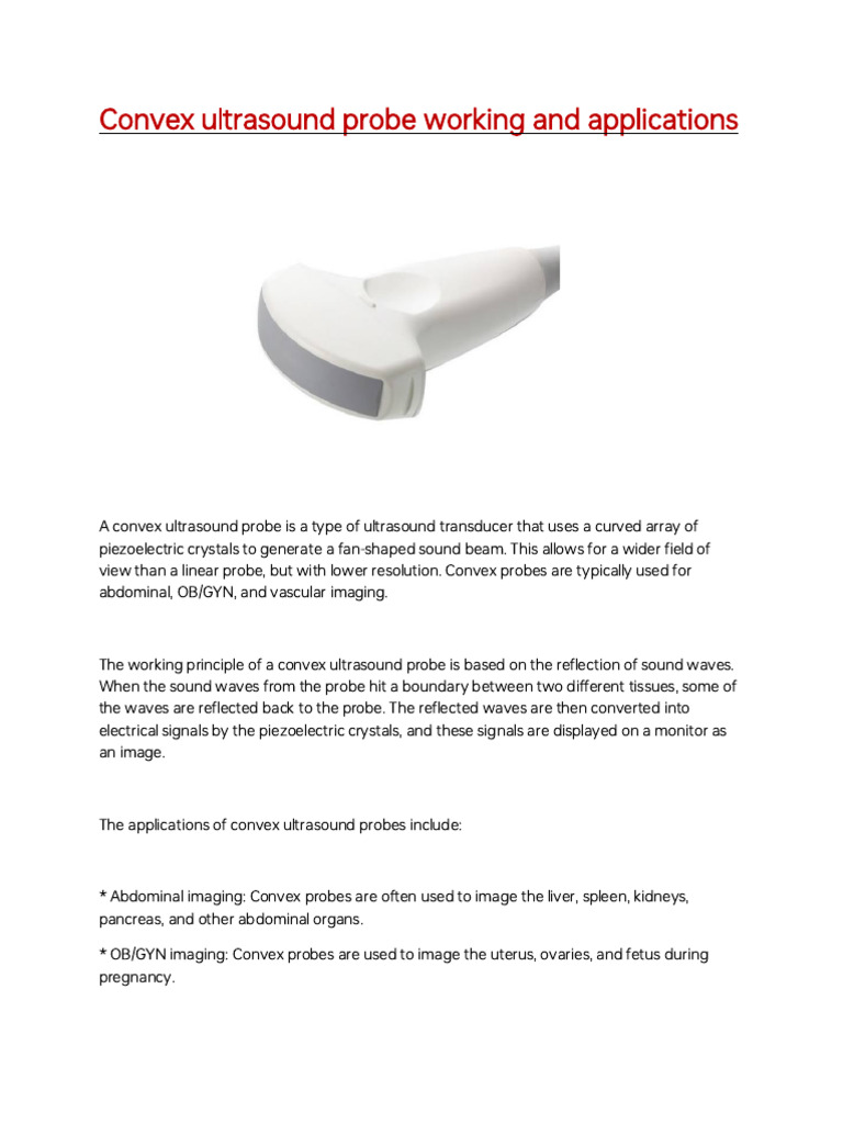 Convex Ultrasound Probe: Uses & Benefits | PDF
