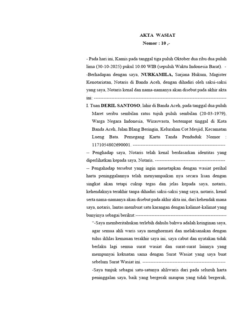 AKTA WASIAT | PDF