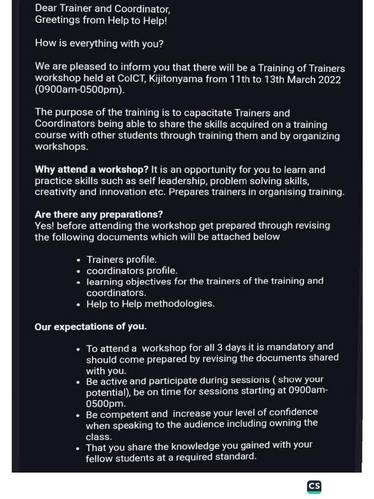 Calling For Workshop | PDF