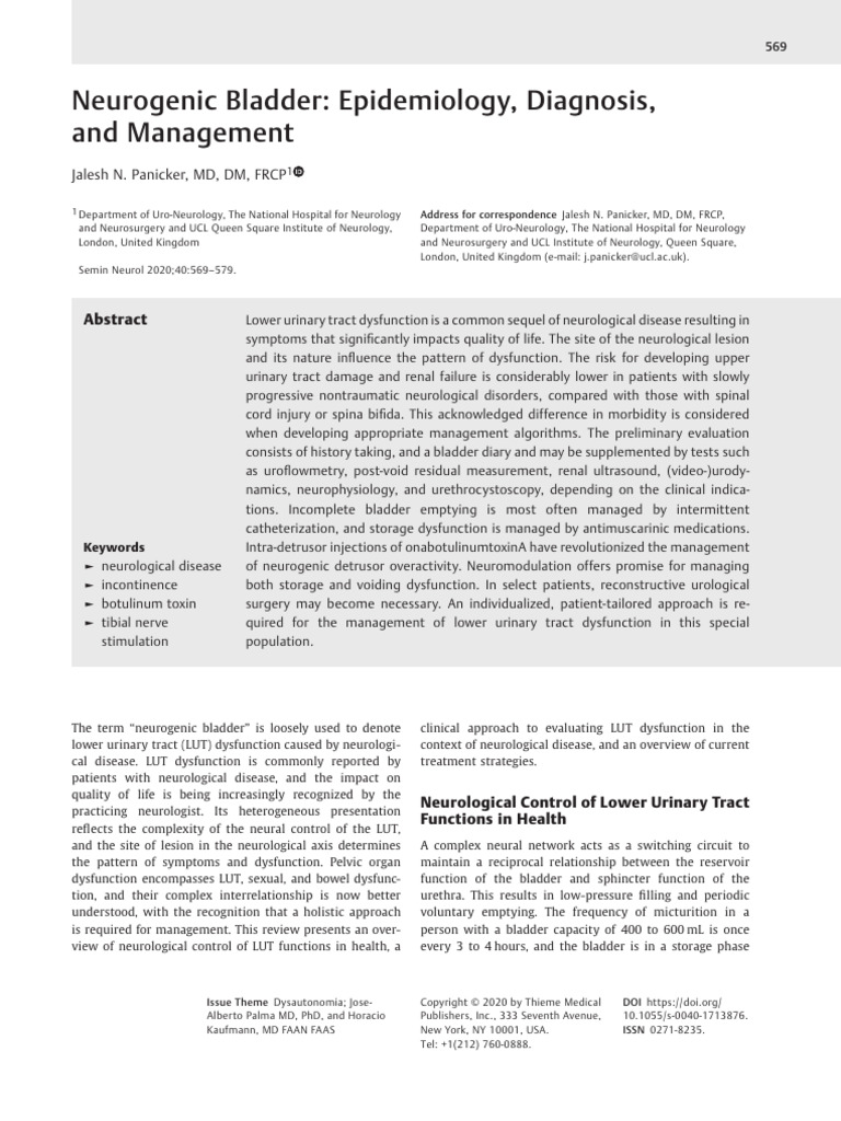 Neurogenic Bladder: Diagnosis & Management | PDF | Urinary Incontinence ...