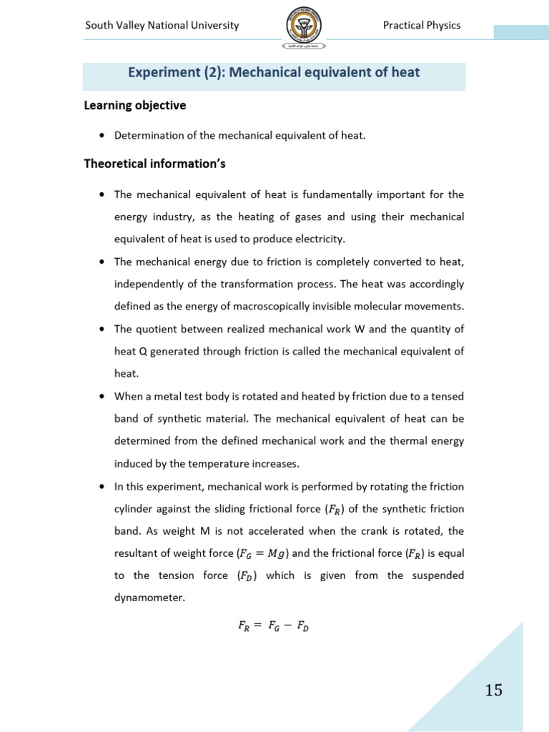 Mechanical Equivalent of Heat | PDF | Heat | Friction