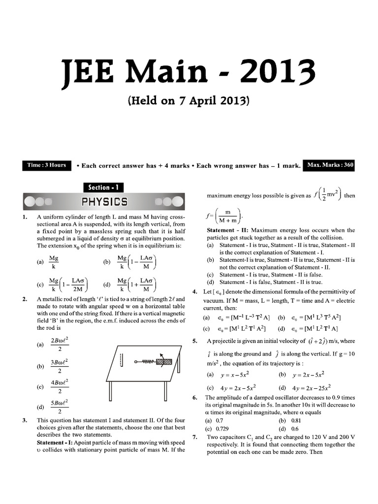 Paper Pyp 2013-2025 Jee Mains | PDF