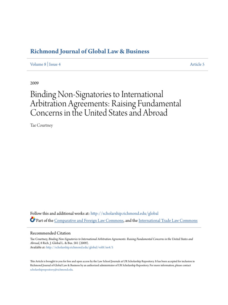 Binding Non-Signatories To International Arbitration Agreements | PDF ...