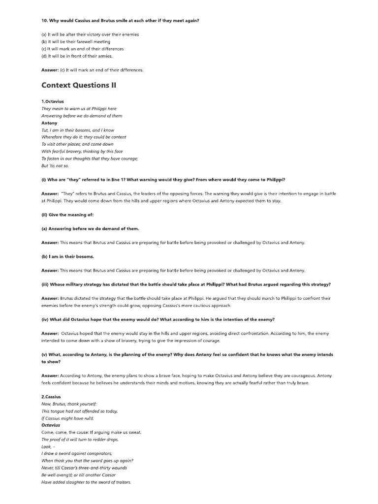 Julius Caesar Act 5 Scene 1 | PDF