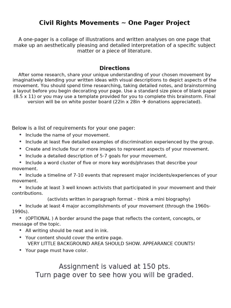 Civil Rights Movement One-Pager Guide | PDF | Human Communication